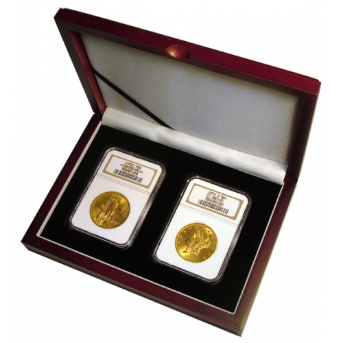 Guardhouse - Wood Display Box - 2 Certified Coin Slabs